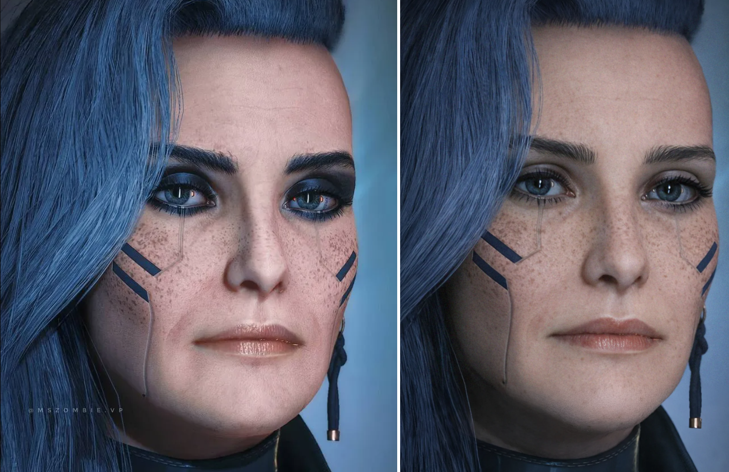 Panam and other Cyberpunk 2077 female characters shown without makeup